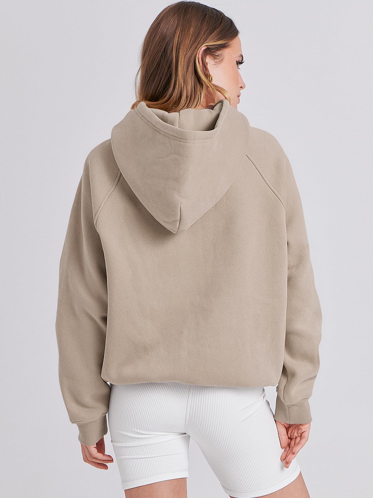 ANRABESS Women Hoodies Oversized Fleece Long Sleeve Comfy Casual Basic Pullover Sweatshirts 2025 Fall Outfits Sweater Deep Khaki Medium