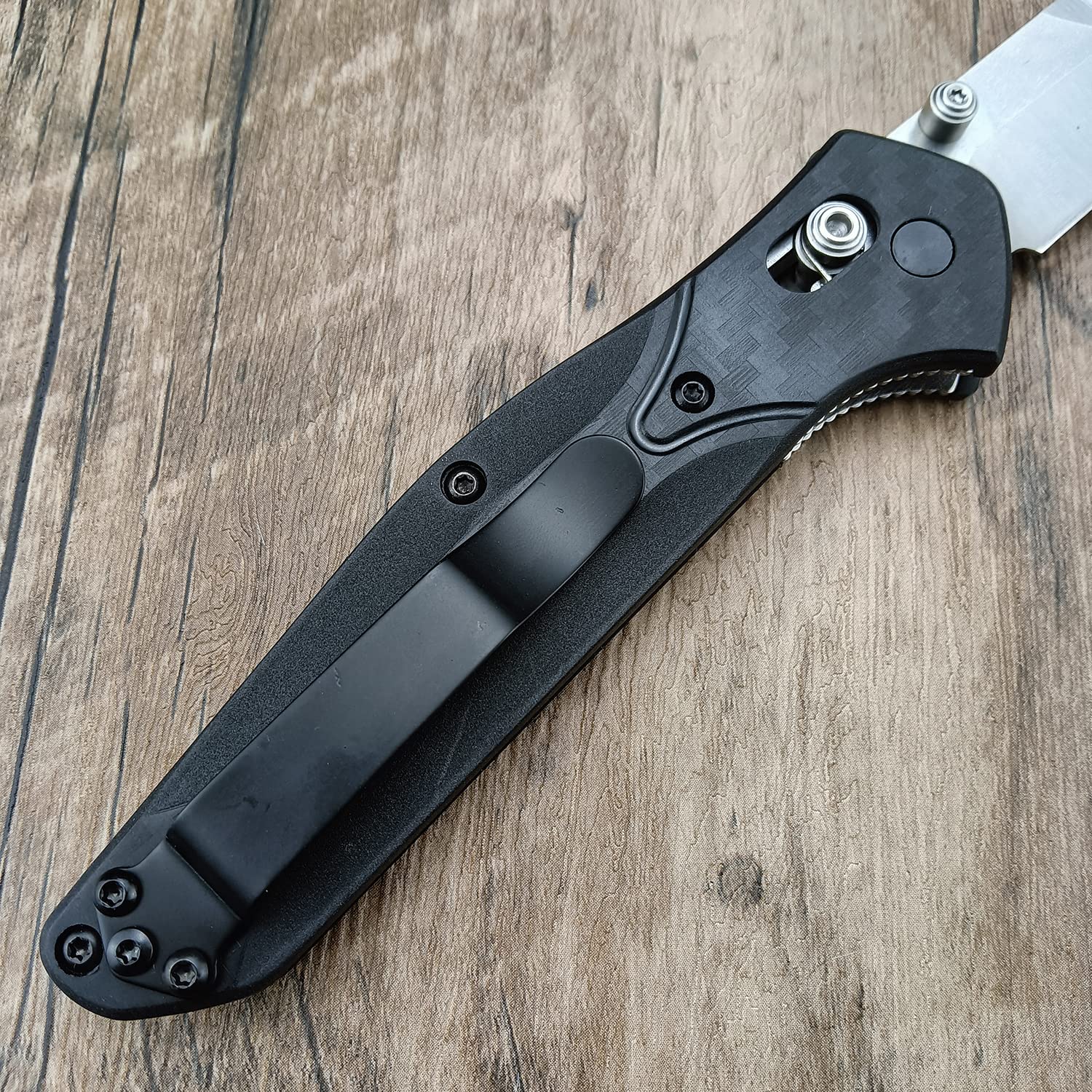 HUAAO Axis Lock Knife, EDC Folding Pocket Knives, 3.3 inch Satin Plain Edge Reverse Tanto Blade, Black Grivory Fiberglass Lightweight Handle with Belt Clip, for Outdoors, Camping