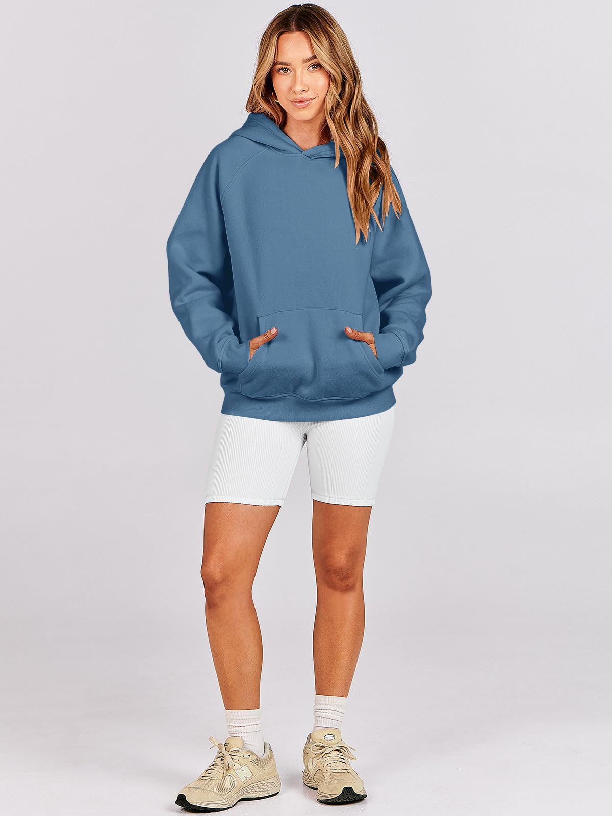 ANRABESS Women Hoodies Oversized Fleece Long Sleeve Comfy Casual Basic Pullover Sweatshirts 2025 Fall Outfits Sweater Deep Blue X-Large