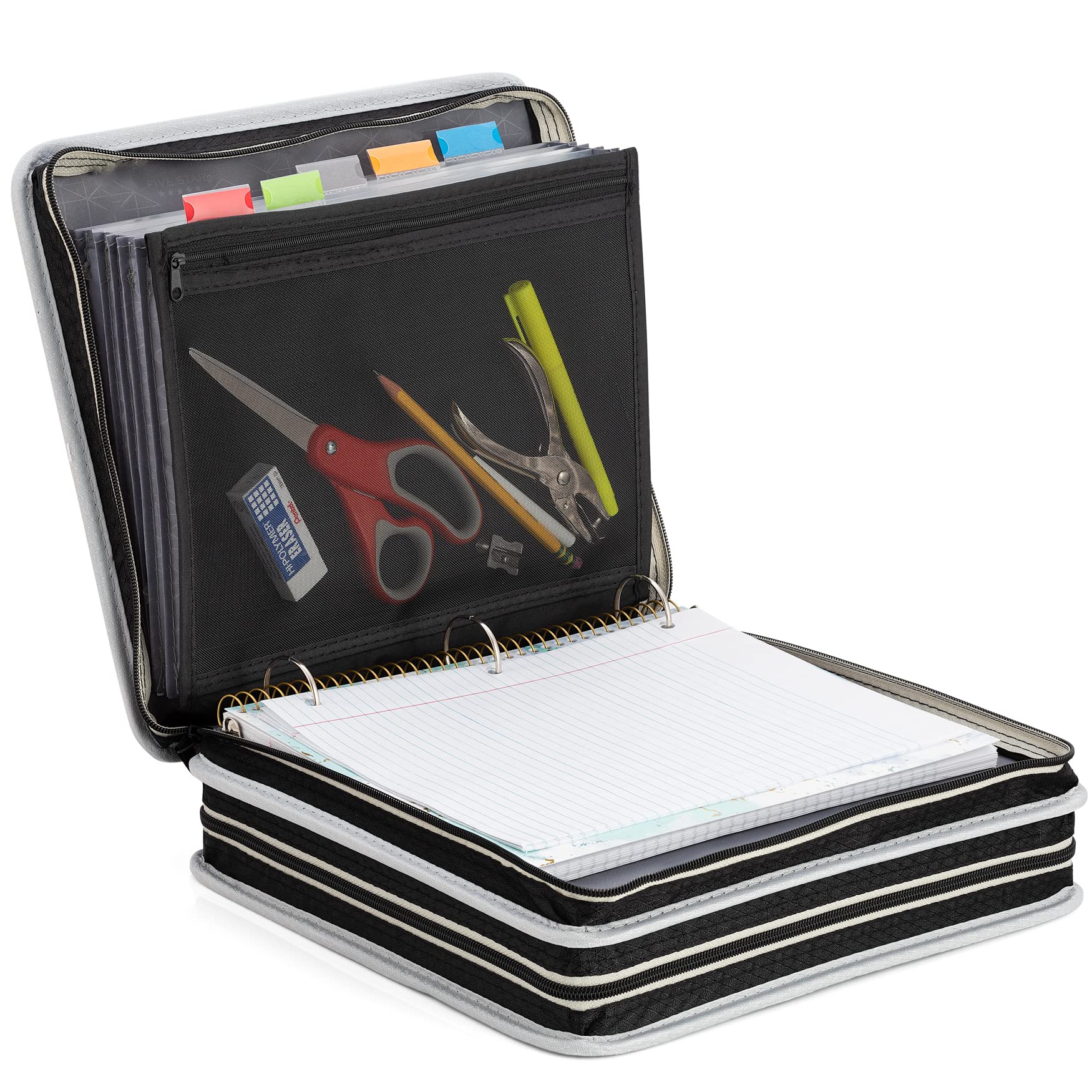 Five Star Binder - Zipper Binder 1 1/2" Inch 3-Ring Binder - Expansion Panel and Expanding File - Pack of 4
