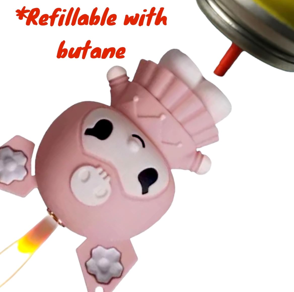 NIVEK Kuromi Y2K Lighter Flame 3D Japanese Chain Necklace Jester Kawaii Cool Lighters (Pink)