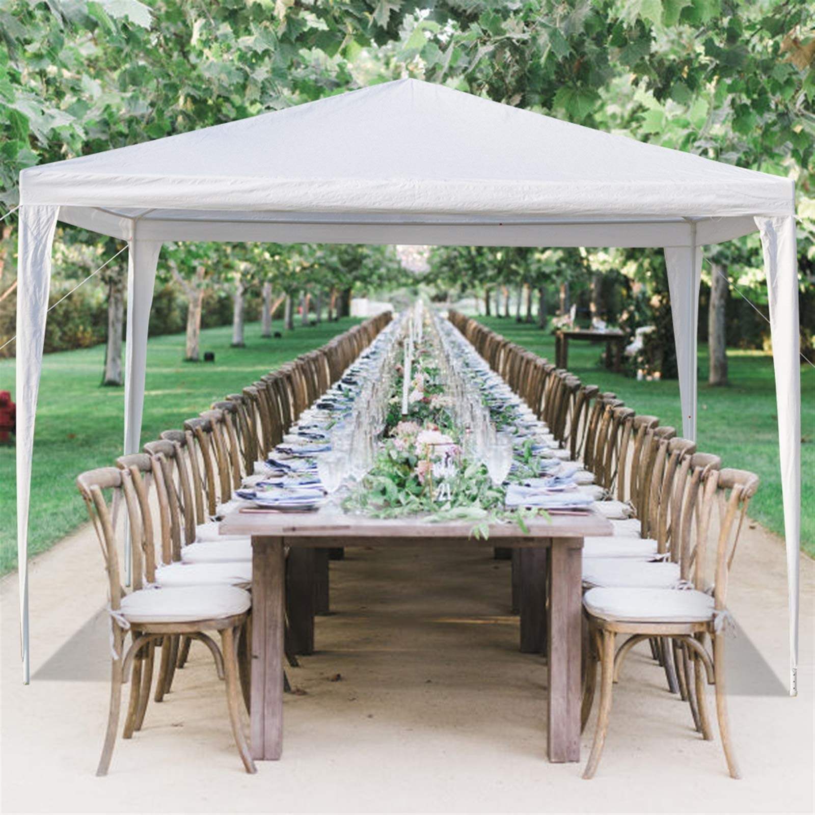 10'x10' Outdoor Party Tent,Canopy Tent Wedding Birthday Tent with 3 Sidewalls,Pop Up Canopy for Parties, White Canopy Tent Outside Gazebo Event Tents for Garden,Patio and Backyard