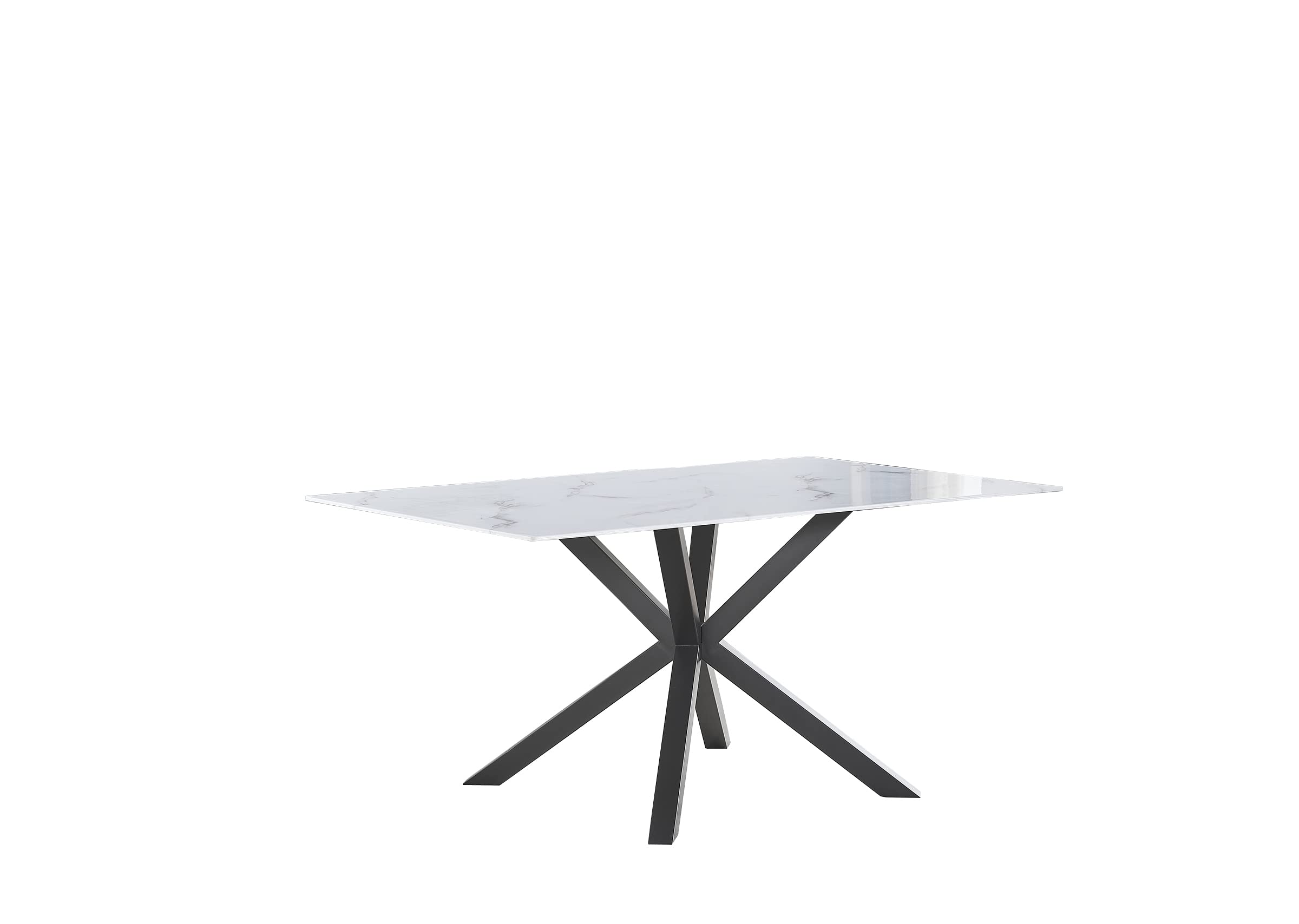 Best Quality Furniture D238-4SC189 Dining Set, White Marble/Gray/Cream