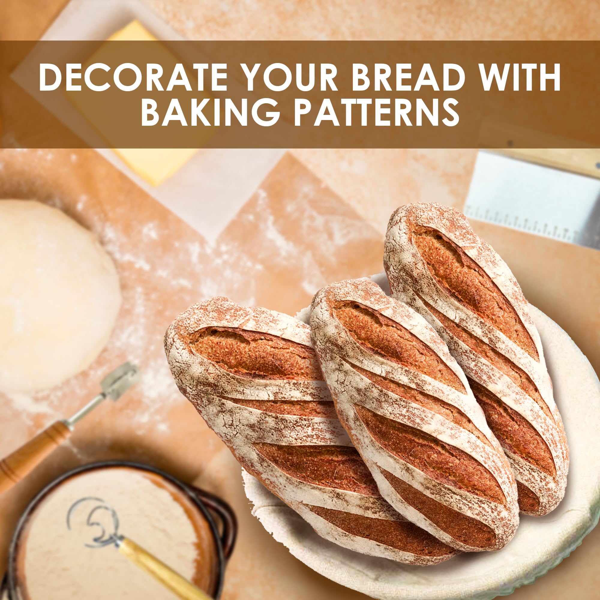 Premium Bread Banneton Proofing Basket Set of 2, 10 inch Round & Oval Cane Bread Proofing Baskets with 4 set cloth Sourdough Baskets Tools & Liners for Artisan Bread Making, Baking Supplies Kit