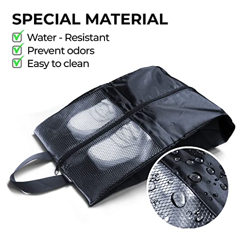 HANOZI Shoe Bags For Travel, Used As For Storage or Shoe Travel Bag, Space Saving When Travelling With This Travel Shoe Bags For Packing, Featuring Waterproof Nylon Sneaker Bag (Black, 2 Pack, Medium)