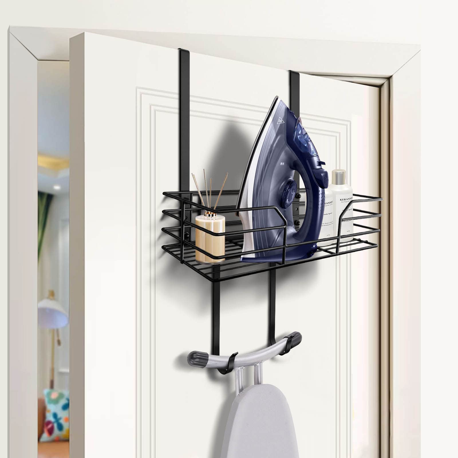 pelreame,Over The Door Ironing Board,Ironing Board Wall Mount,Ironing Board Hanger,Over The Door Ironing Board Holder,Iron Holder Wall Mount,Door Ironing Board,Laundry Room Organization and Storage
