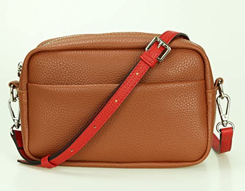 ZANQANO Leather Purse Strap Replacement Crossbody Bag Handbag Adjustable Long (Red, Silver hardware)