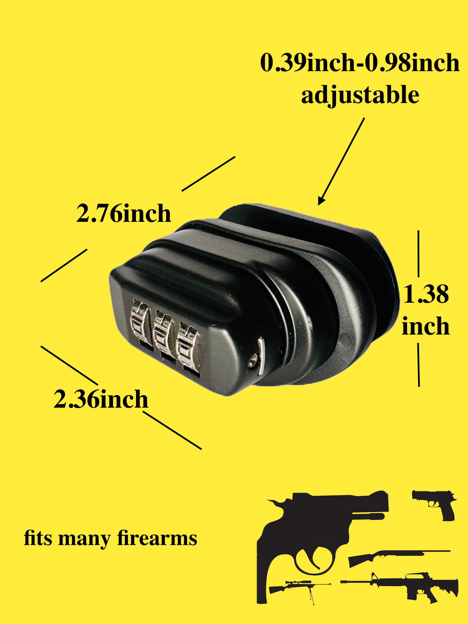 Lockforall Gun Trigger Lock, 3 Digit Set Own Combination Lock Password- Universal Fits with BB Gun Firearms Shotgun, Handgun, Pistol. (Black*10 Pack)