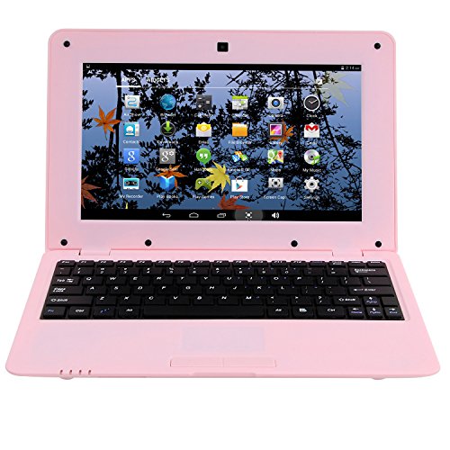 Goldengulf 10.1 Inch Portable 8GB Computer Laptop PC Quad Core Android 6.0 Mini Netbook Slim and Lightweight Notebook Webcam Netflix YouTube Player Flash (Pink)