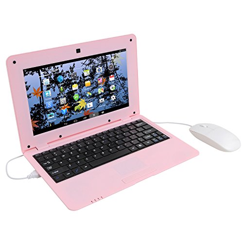 Goldengulf 10.1 Inch Portable 8GB Computer Laptop PC Quad Core Android 6.0 Mini Netbook Slim and Lightweight Notebook Webcam Netflix YouTube Player Flash (Pink)
