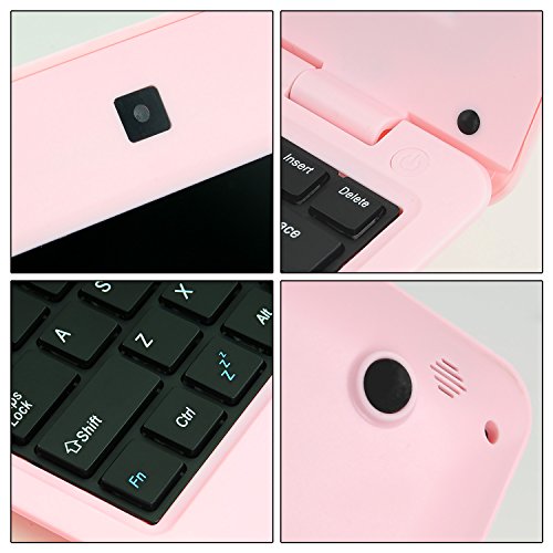 Goldengulf 10.1 Inch Portable 8GB Computer Laptop PC Quad Core Android 6.0 Mini Netbook Slim and Lightweight Notebook Webcam Netflix YouTube Player Flash (Pink)