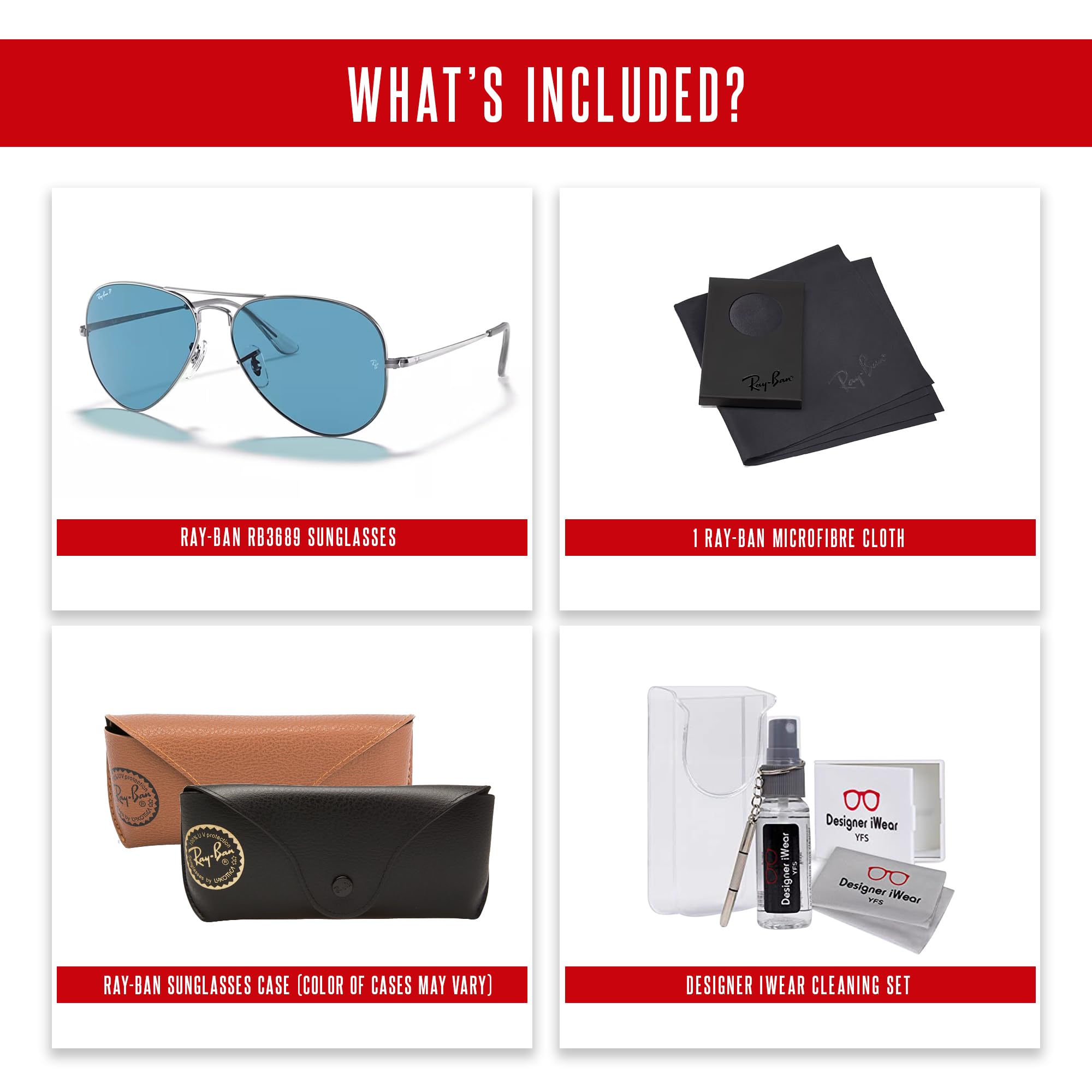 Ray-Ban Aviator Metal II RB3689 004/S2 62MM Gunmetal/Blue Polarized Aviator Sunglasses for Men for Women + BUNDLE With Designer iWear Eyewear Kit
