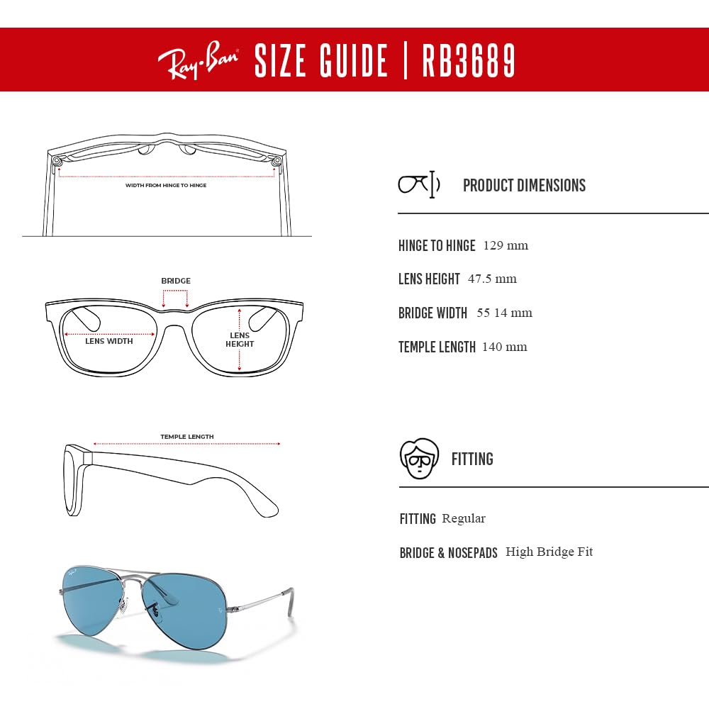 Ray-Ban Aviator Metal II RB3689 004/S2 62MM Gunmetal/Blue Polarized Aviator Sunglasses for Men for Women + BUNDLE With Designer iWear Eyewear Kit