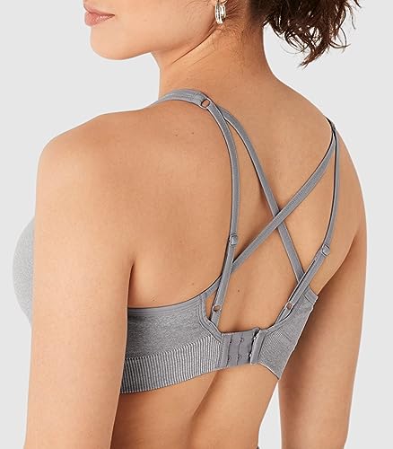 Victoria's Secret Pink Active Seamless Air Sports Bra, Medium Impact, Grey (XL)
