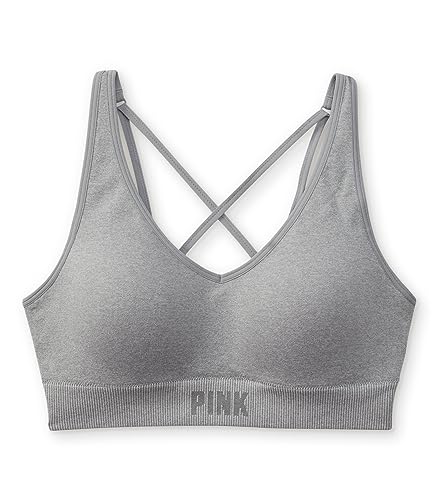 Victoria's Secret Pink Active Seamless Air Sports Bra, Medium Impact, Grey (XL)