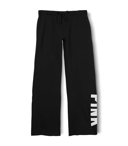 Victoria's Secret Women's Pink Logo Heritage Sweatpants, Pure Black Sans, X-Large