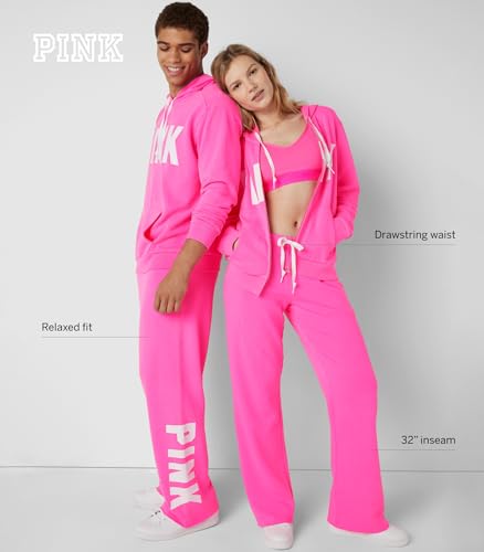 Victoria's Secret Women's Pink Logo Heritage Sweatpants, Pure Black Sans, X-Large