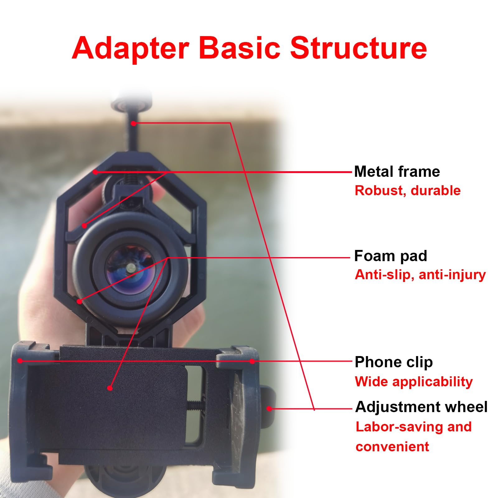 Amblee Smartphone Telescope Adapter Mount - Universal Smartphone Adapter for Telescope, Binoculars, Monoculars, Spotting Scopes, Microscope, Compatible with iPhone, Samsung, and More