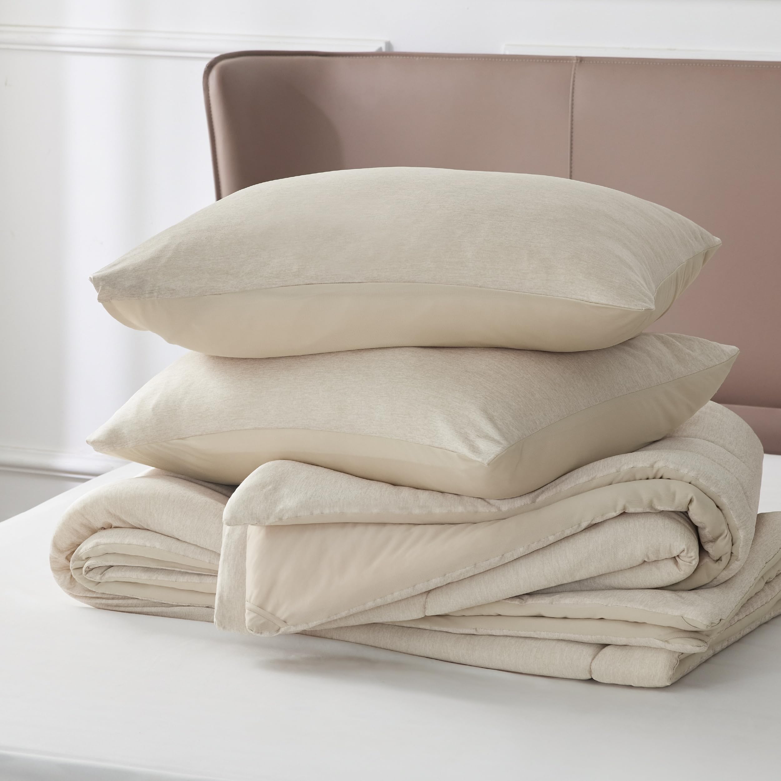 Bedsure Queen Comforter Set - Cooling and Warm Bed Set, Linen Reversible Bedding for All Season, 3 Pieces, 1 Queen Size Comforter (88"x88") and 2 Pillow Cases(20"x26")