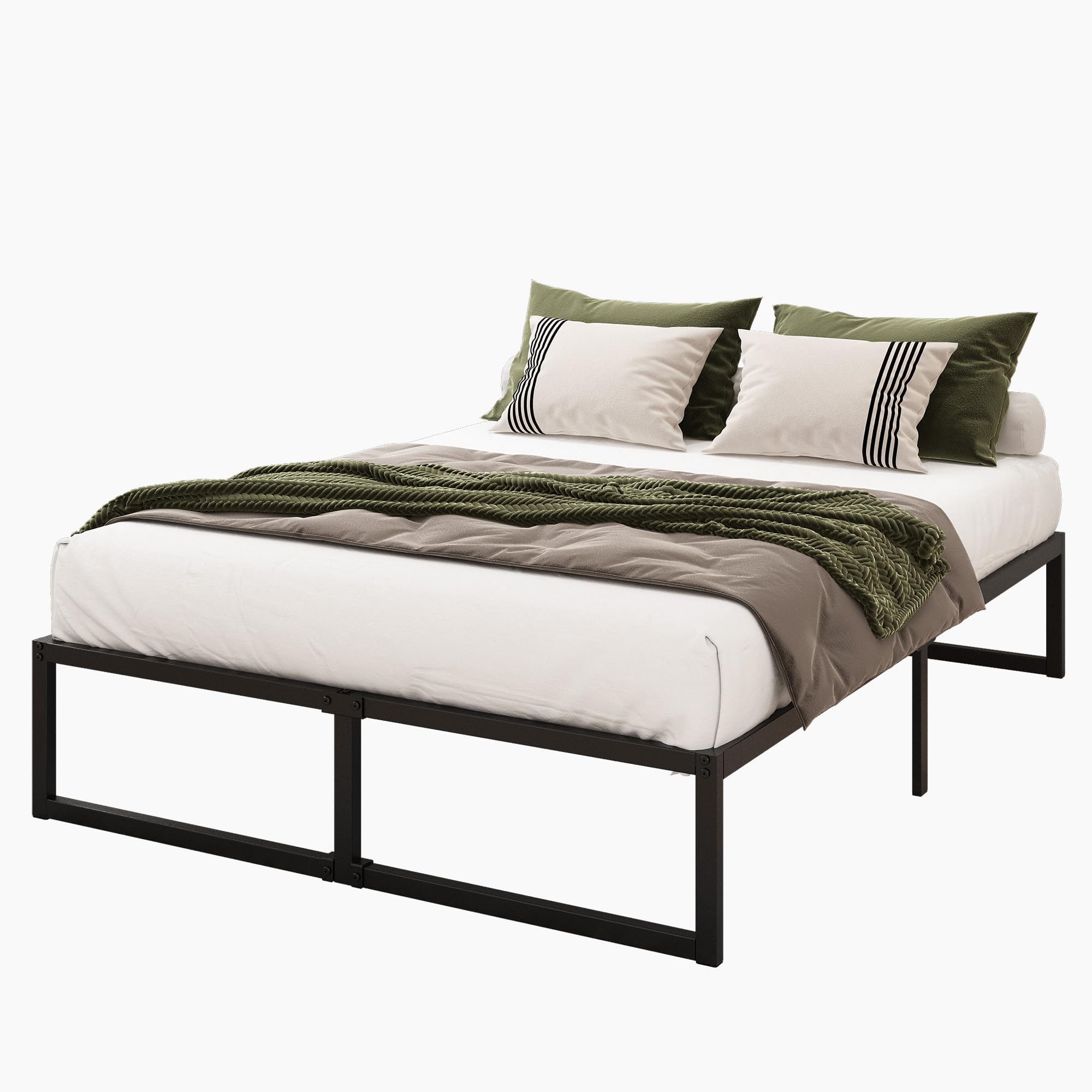 Lutown-Teen 14 Inch California King Bed Frames No Box Spring Needed Heavy Duty Metal Cal King Platform for Mattress Foundation, Noise Free, Easy Assembly, Black