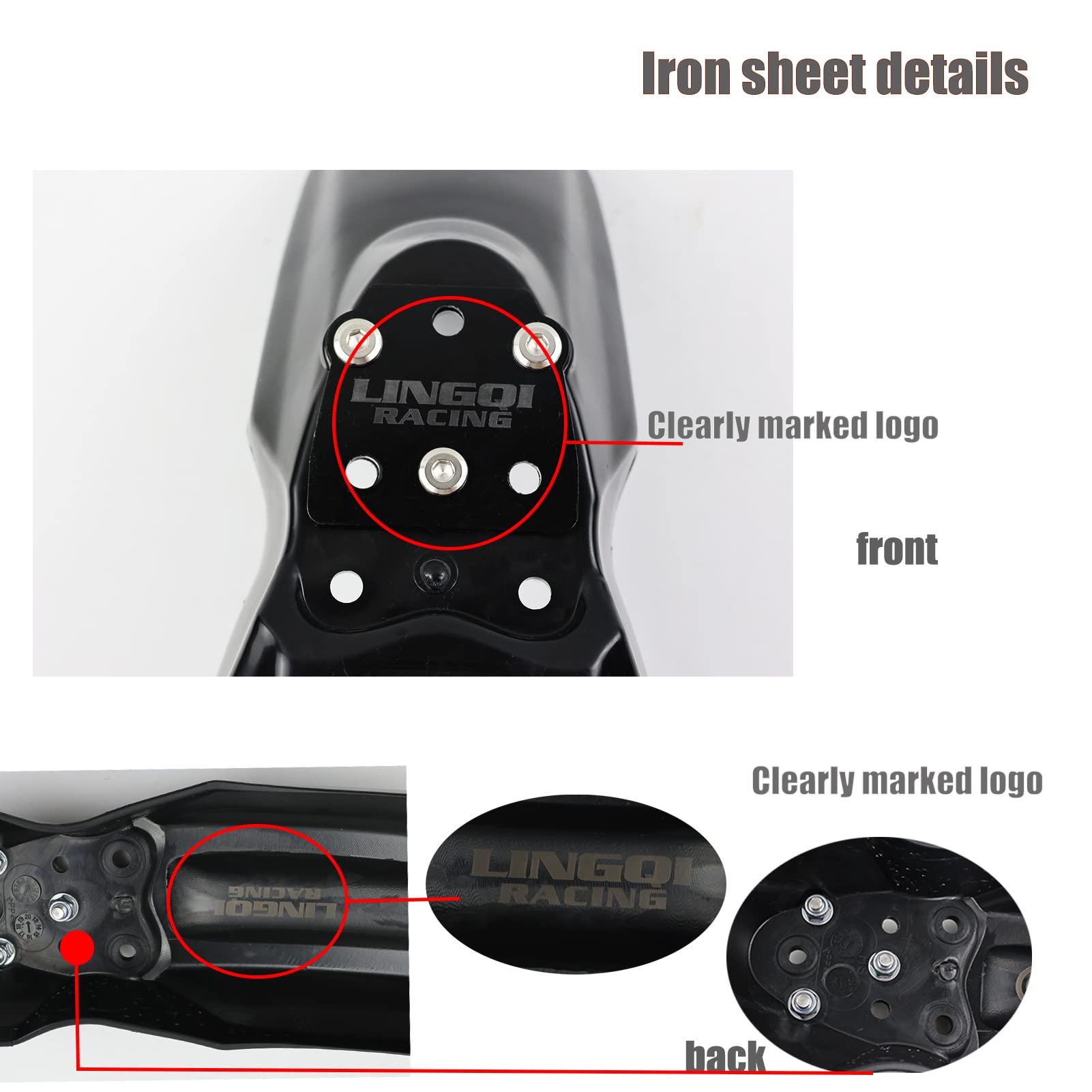 LINGQI RACING Modified Upgrade Front Fender for SURRON Light Bee With Strong Iron Bracket, Front Mudguard Fit to SUR RON E-bike (YELLOW)