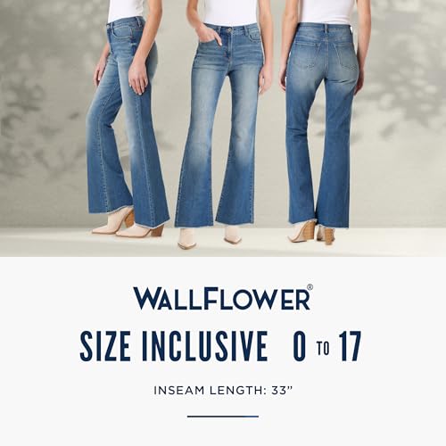 WallFlower Women's Fearless Curvy Super Flare High Rise Insta Vintage Juniors Jeans, Relle, 17