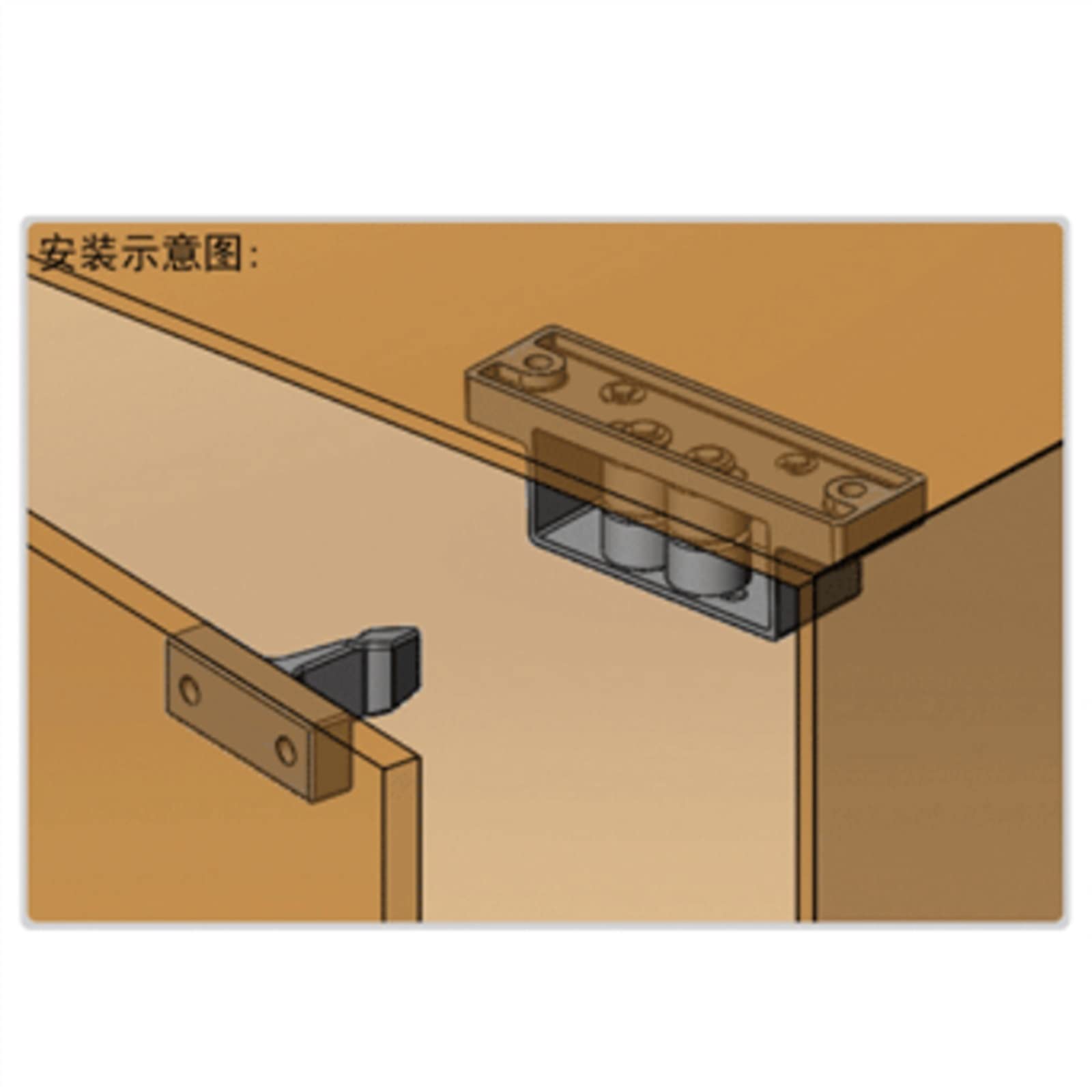 KENID Black Touch-Type Lock Double Roller Catch Cupboard Cabinet Door Latch Home Kitchen Tools 1Pcs