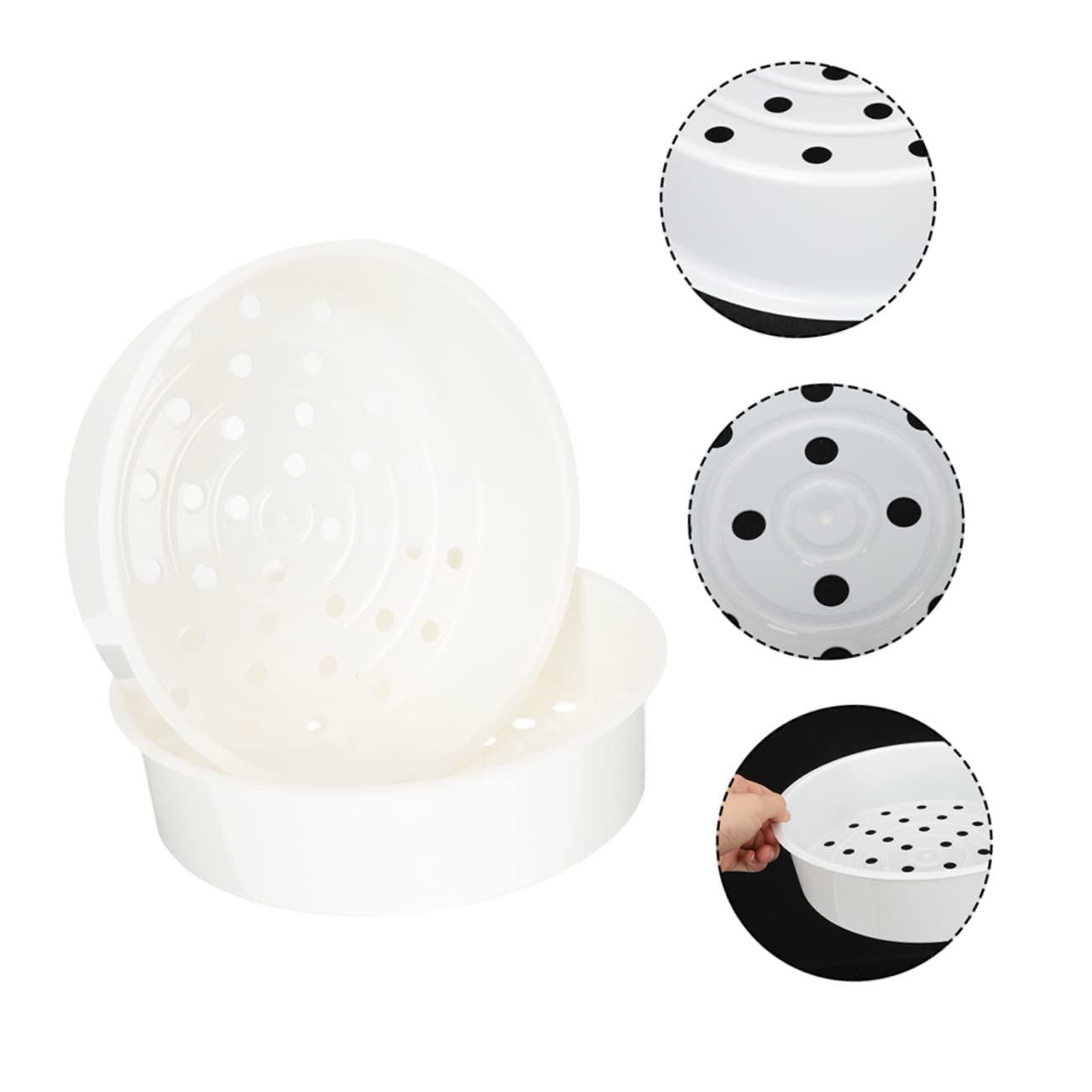 Zerodeko 4 pcs rice cooker steamer food steamer steam basket steamer insert basket steaming rack stand sticky rice steamer basket buns steamer basket veggie steamer liner pp filter white