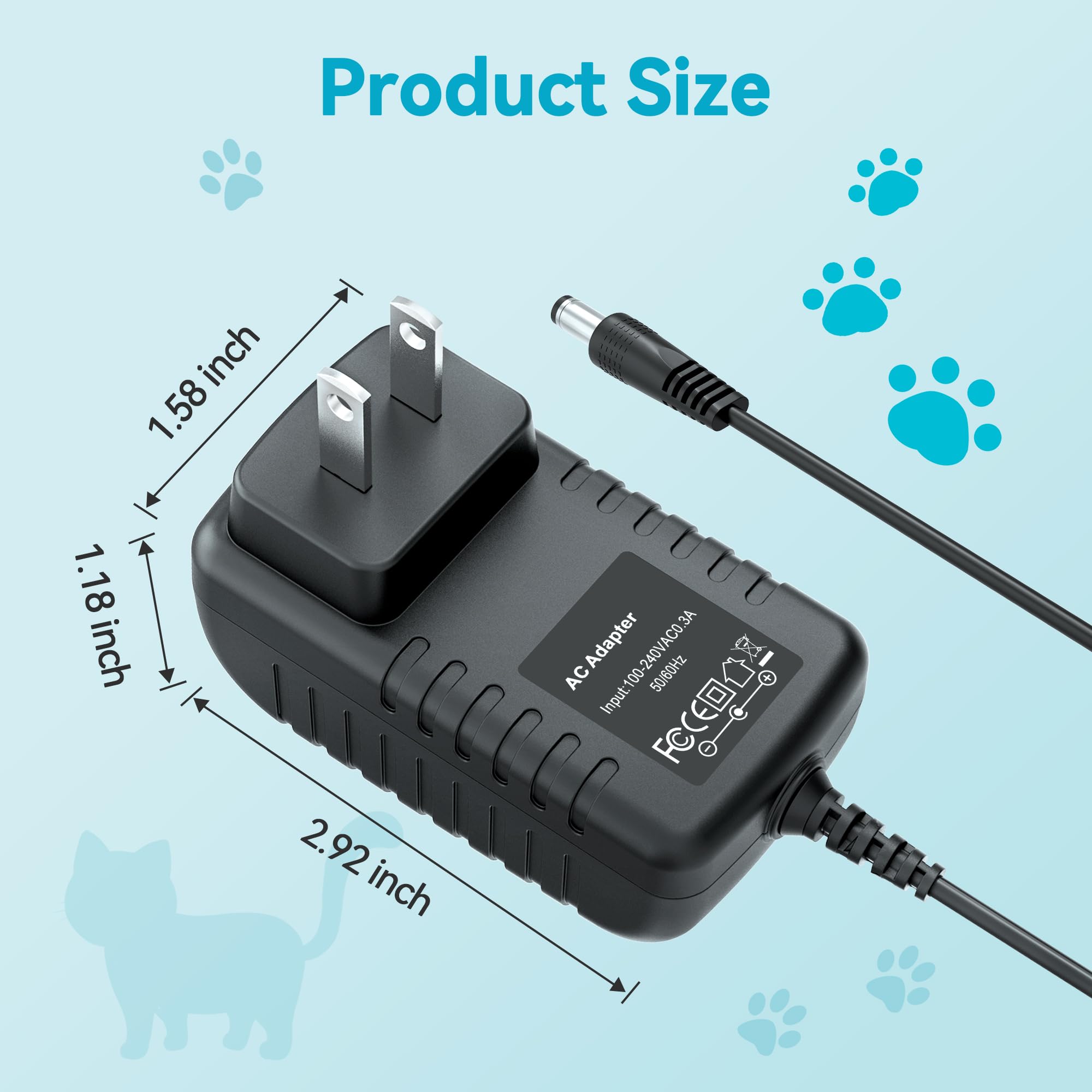 Hustery 15V AC Adapter Charger Replacement Compatible with II Litter-Robot III Open Air Self Cleaning Litter Box Power Cord