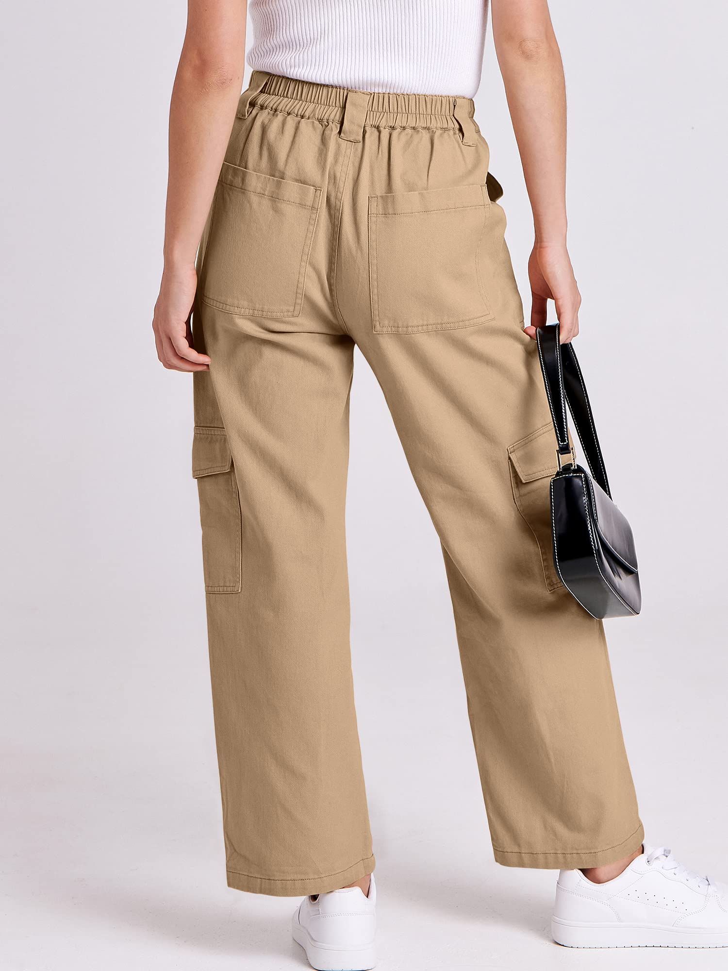ANRABESS Women's Cargo Pants High Waisted Baggy Multiple Pockets Casual Trendy Fashion Relaxed Fit Y2K Trousers Brown Medium