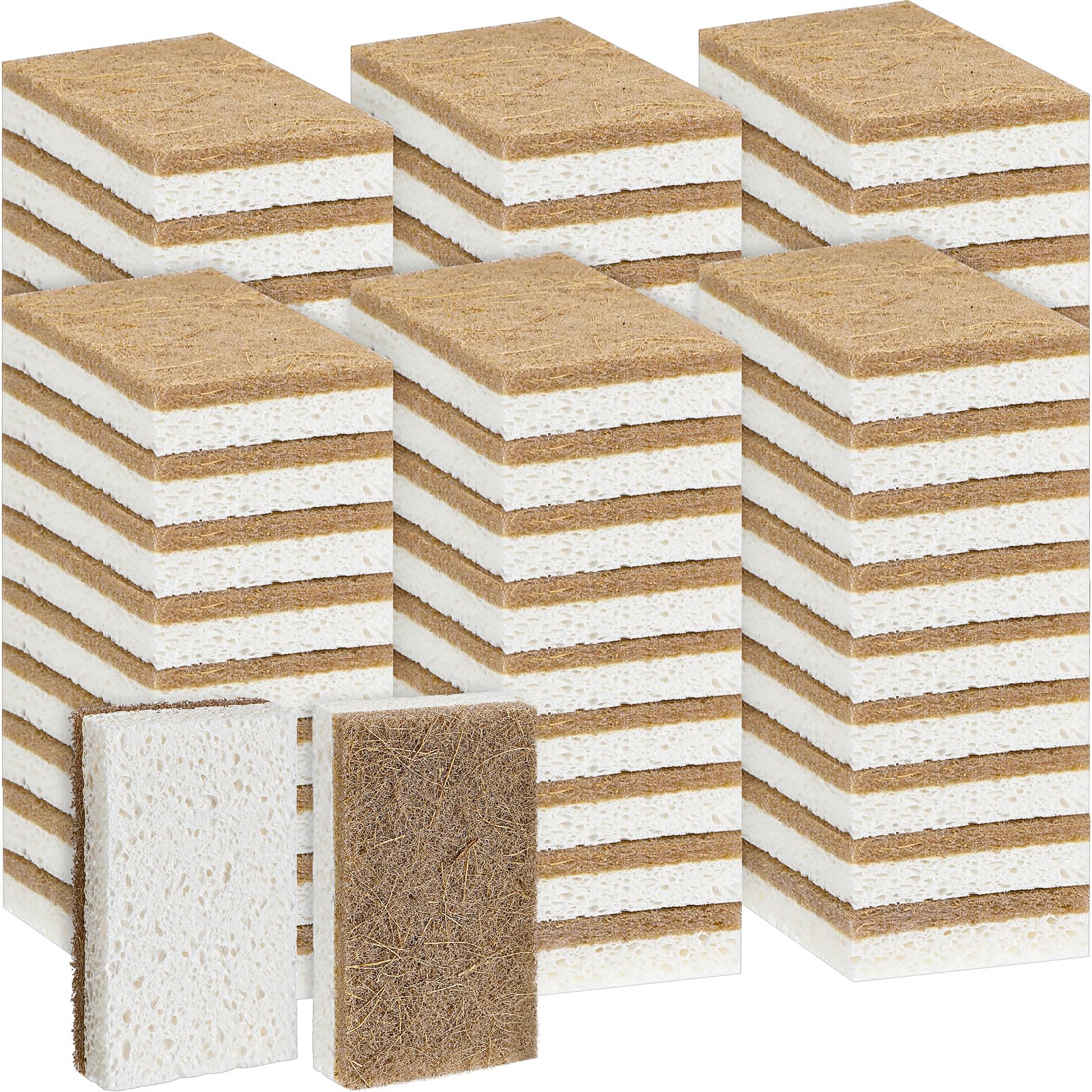 Tanlade 48 Pcs Natural Sponges for Dishes Biodegradable Sponges Kitchen Eco Friendly Scrub Sponges for Kitchen