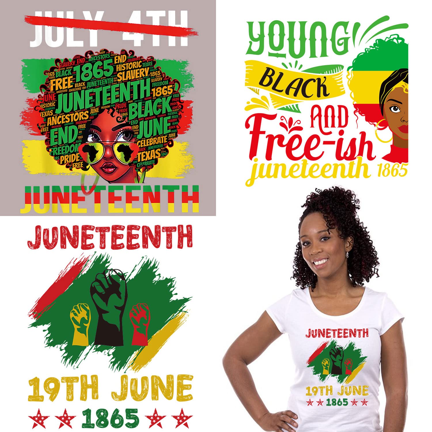 3 Sheets Juneteenth Heat Transfer Vinyl Stickers Juneteenth Decorations Independence Day Iron on Decals Memorial Day Iron on Transfers Patches Supplies for T Shirts Backpack Clothing Hat Pillow