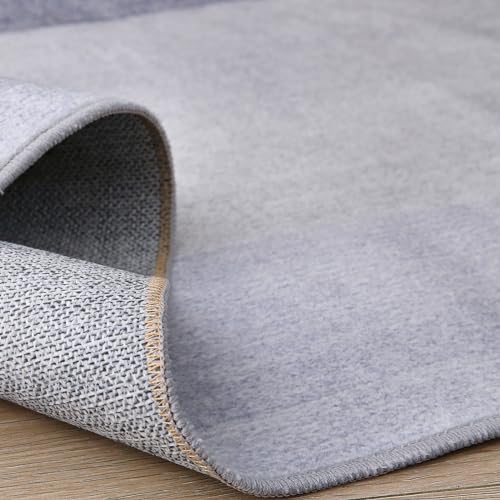 Calore Modern Abstract Runner Rug for Hallways Soft Distressed Geometric Area Rug Indoor Non Slip Carpet for Laundry Room Doorway Bedroom (Grey/Light Blue, 2'x 6')