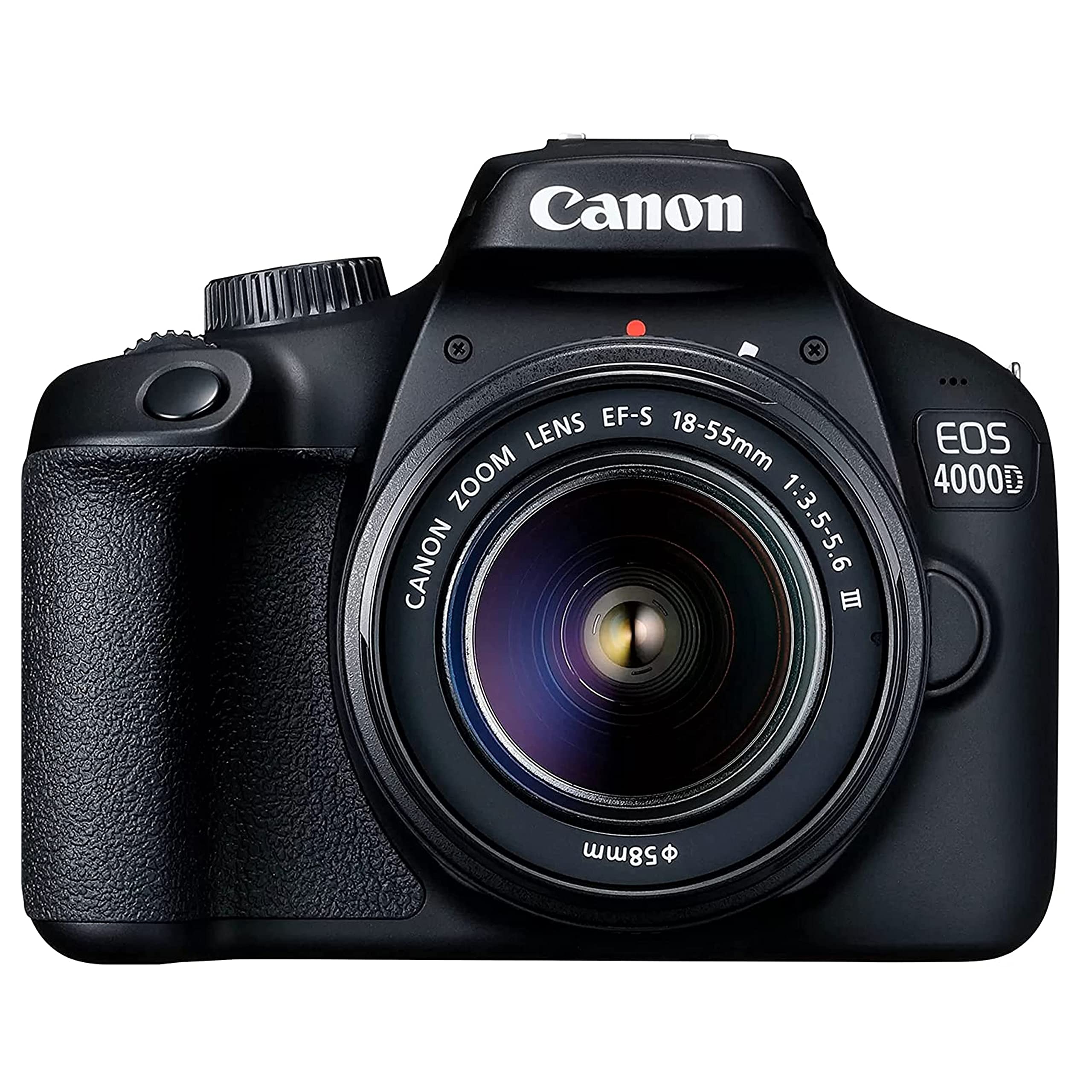 Canon EOS 4000D (Rebel T100) DSLR Camera w/Canon EF-S 18-55mm f/3.5-5.6 III Lens + 2X 64GB Memory + Case + Filters + Tripod + More (35pc Bundle)