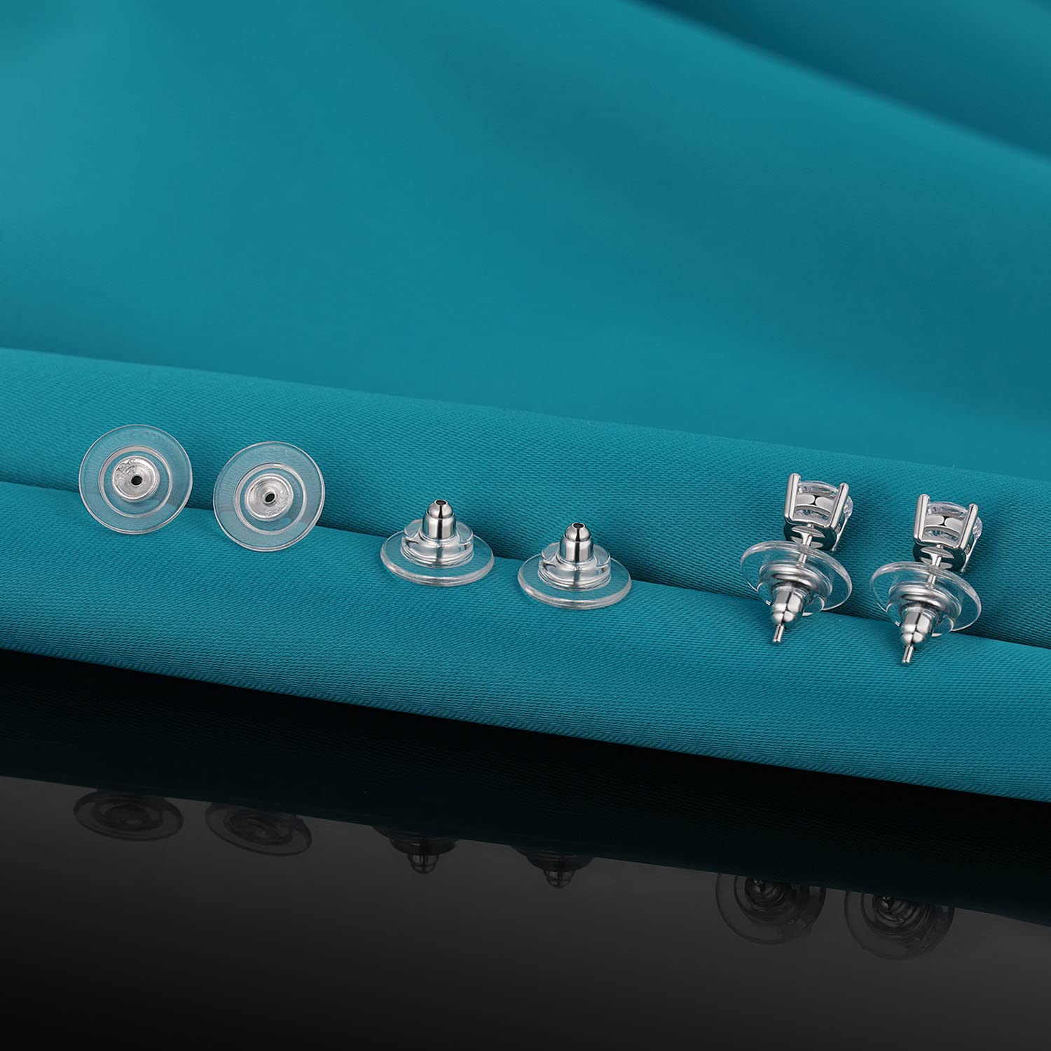 Catinee 3 Pairs Earring Backs,925 Sterling Silver Earring Backs for Studs, Adjustable Hypoallergenic Locking Earring Backs Fit 0.028-0.039inch Post(White+Gold)