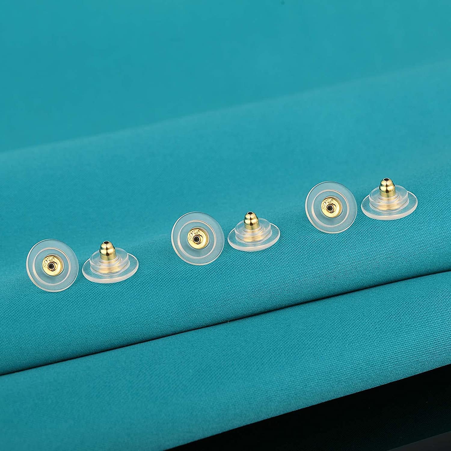 Catinee 3 Pairs Earring Backs,925 Sterling Silver Earring Backs for Studs, Adjustable Hypoallergenic Locking Earring Backs Fit 0.028-0.039inch Post(White+Gold)