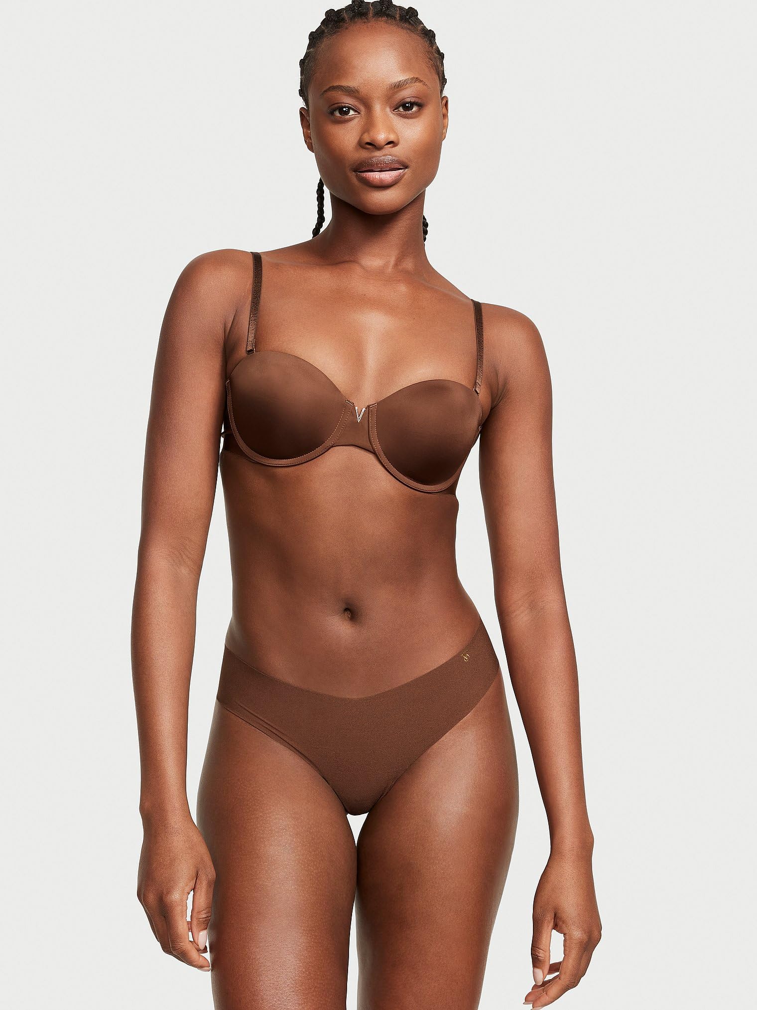 Victoria's Secret Smooth No Show Thong Underwear, Panties for Women, Mousse (L)