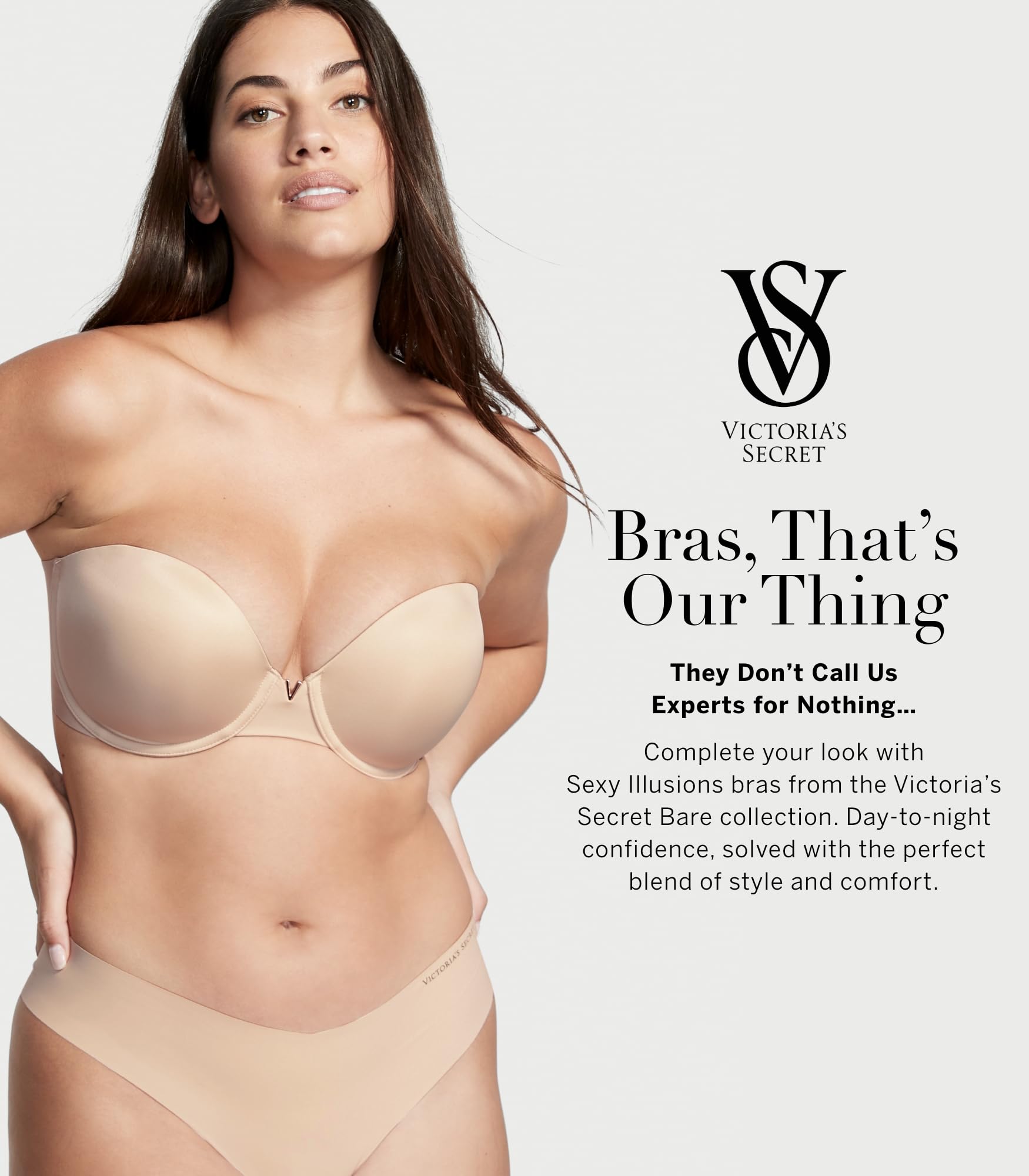 Victoria's Secret Smooth No Show Thong Underwear, Panties for Women, Mousse (L)