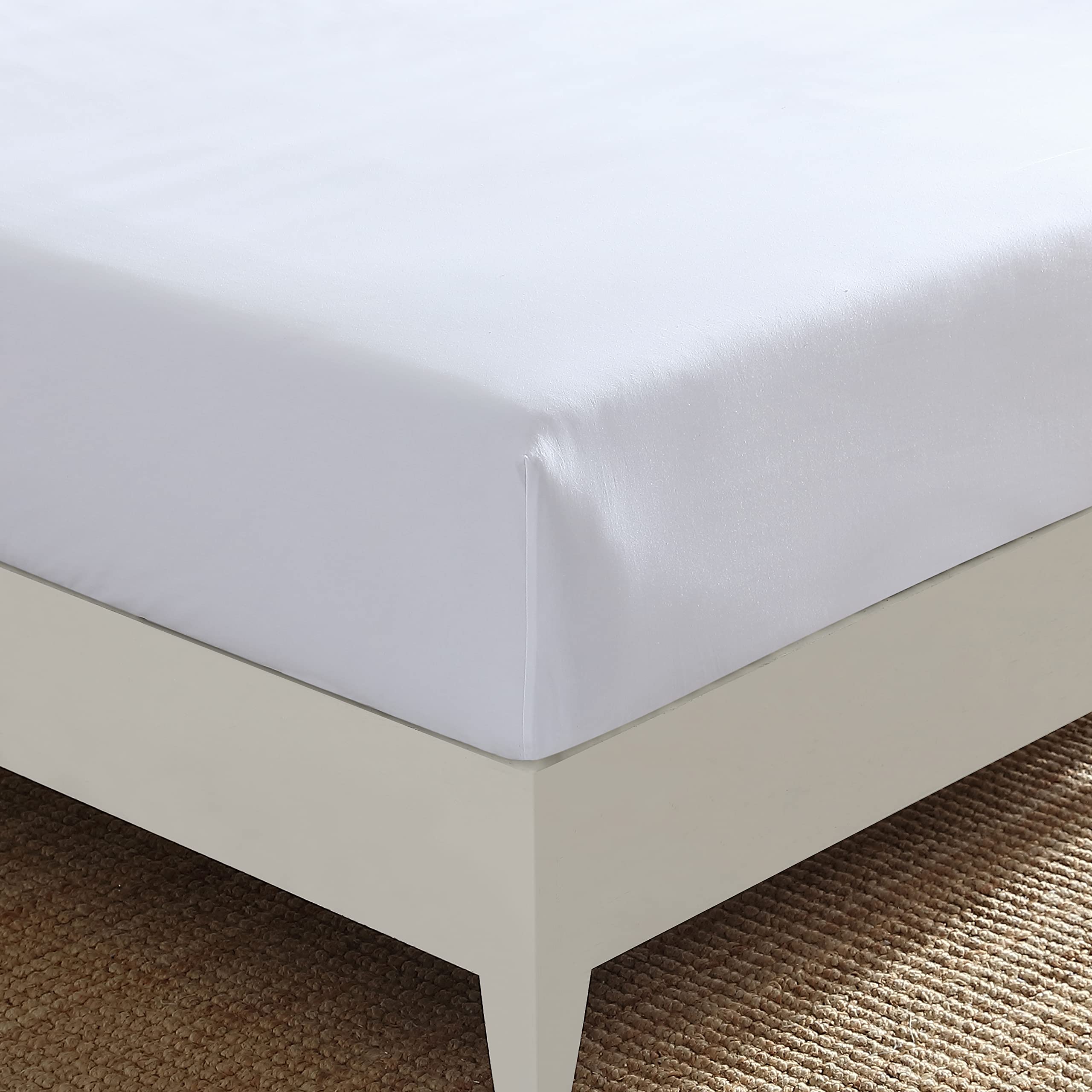 Nautica - Twin Fitted Sheet, Cotton Percale Bedding, Casual Home Decor (Solid White, Twin)