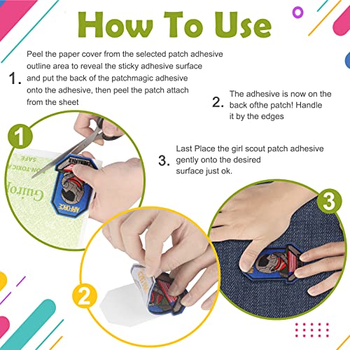Magic Patch, Patch Magic Adhesive Cut to Fit Freestyle Double-Sided Patch Adhesive Kit (1-Pack) Boy/Girl Scout Patch Adhesive Perfect Decals on Fabric, Clothes, Hats, Bags, and Jeans