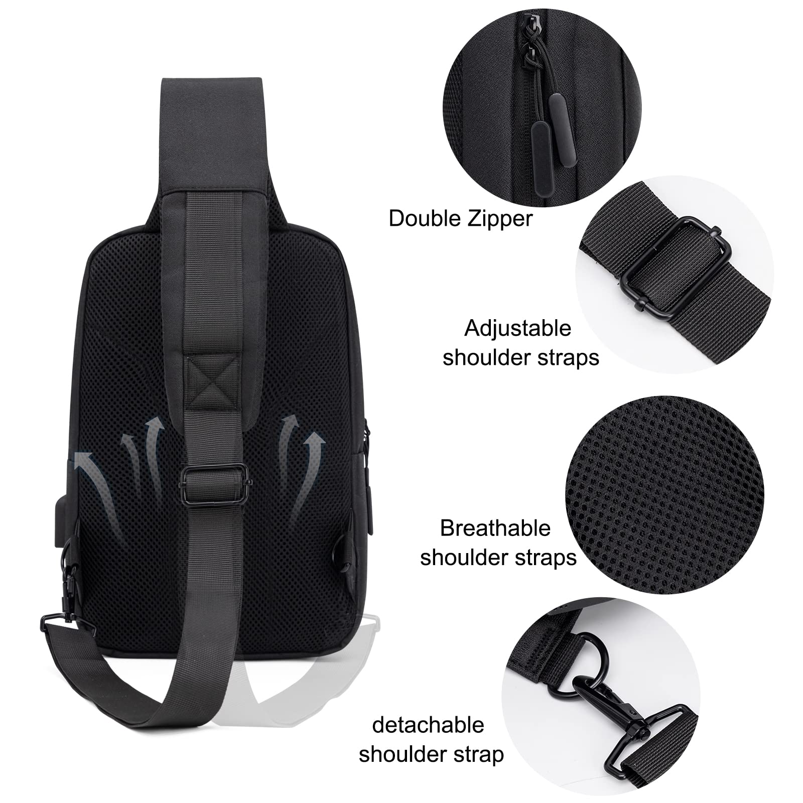 ecosmile Messenger Bag Sling Bag Crossbody Shoulder Bag for Men Women Travel Work Satchel Bags