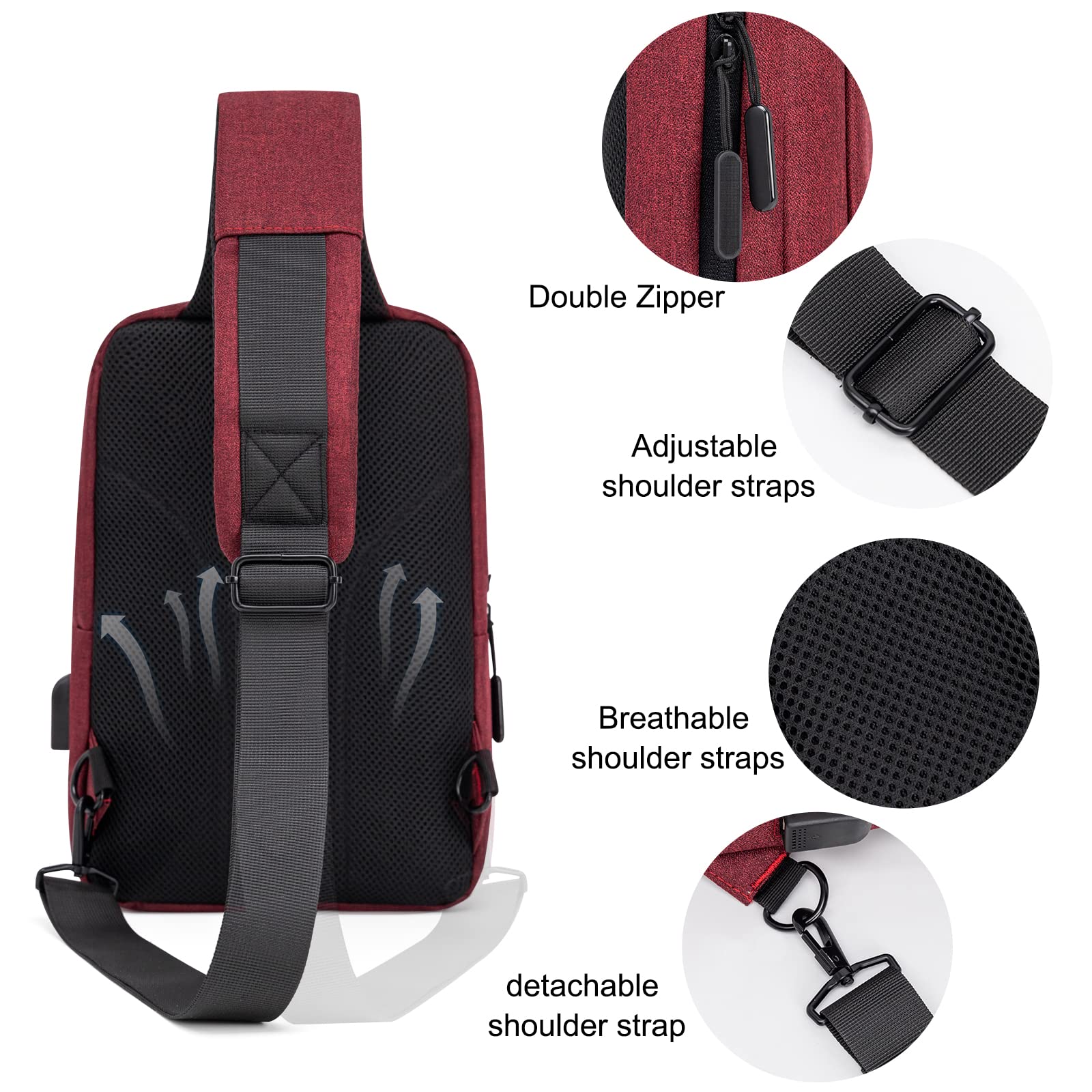 ecosmile Messenger Bag Sling Bag Crossbody Shoulder Bag for Men Women Travel Work Satchel Bags, Red