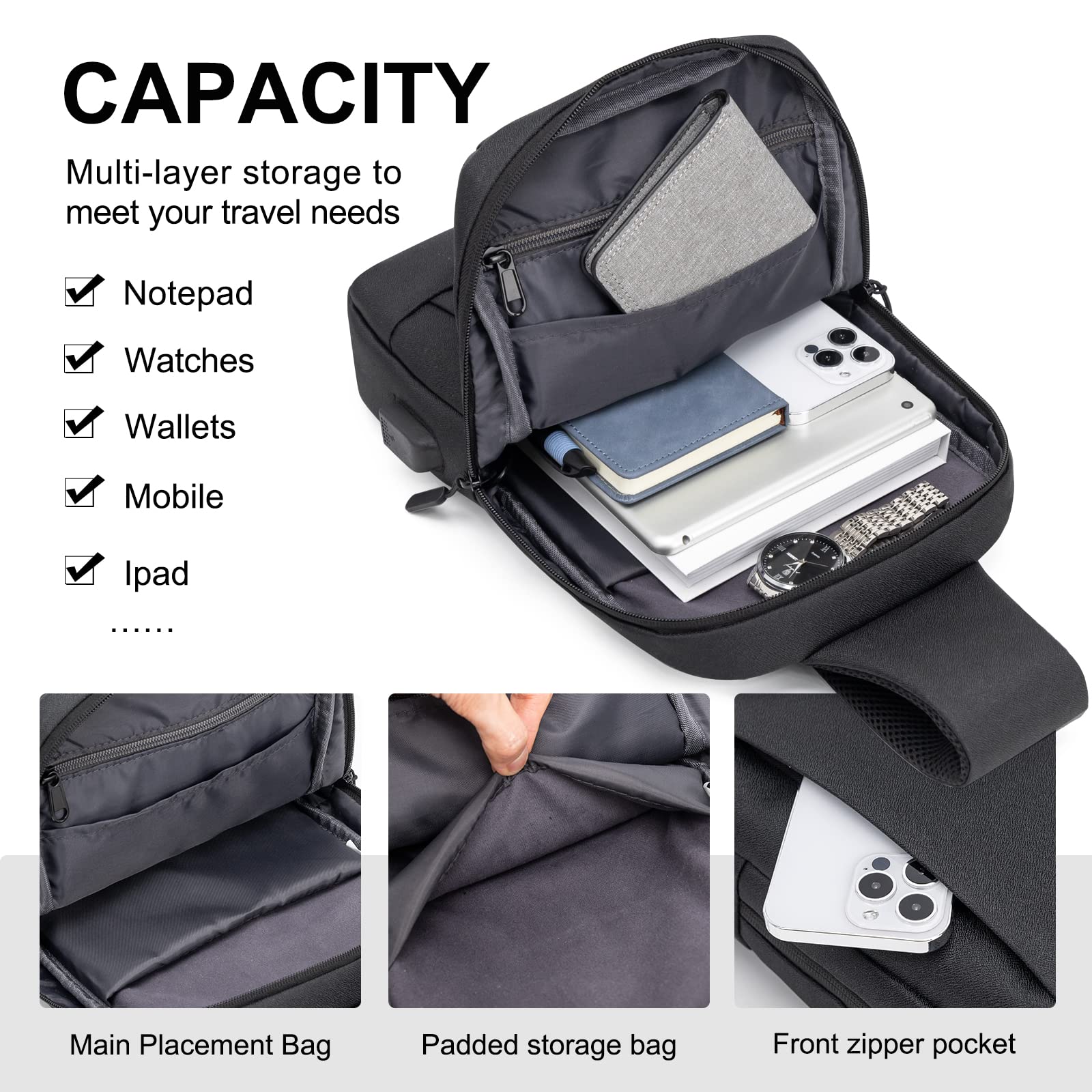 ecosmile Messenger Bag Sling Bag Crossbody Shoulder Bag for Men Women Travel Work Satchel Bags