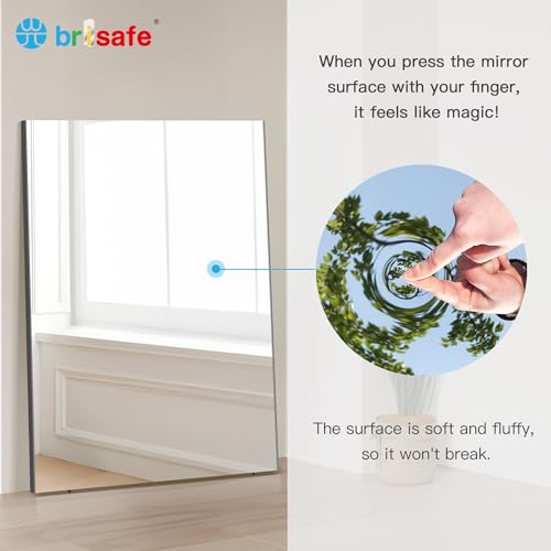 brisafe Full Length Mirror with Stand, 63"x43" Super Lightweight Glassless Home Full Floor Mirror, Oversized 0.04mm Nano-Film Gym Mirror, Black