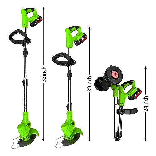Cordless Weed Wacker,Battery Powered Weed Wacker 3 in 1 Rechargeable Weed Wacker Electric for Lawn Garden Yard, Includes 2 * 3.aH Batteries