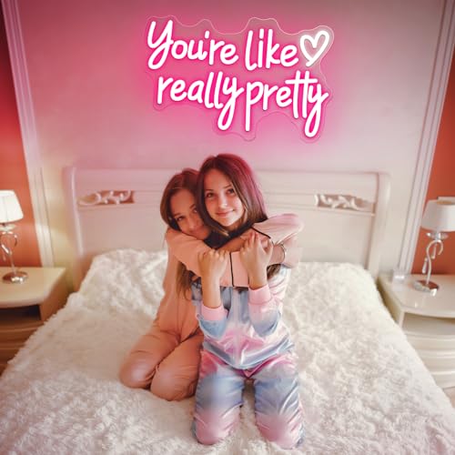 Brochao You're Like Really Pretty Neon Sign LED Neon Light for Wall White Neon Signs for Bachelorette Party Birthday Engagement Party Wedding Decoration with Switch (16" x 11")