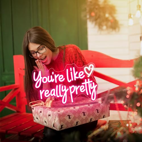 Brochao You're Like Really Pretty Neon Sign LED Neon Light for Wall White Neon Signs for Bachelorette Party Birthday Engagement Party Wedding Decoration with Switch (16" x 11")