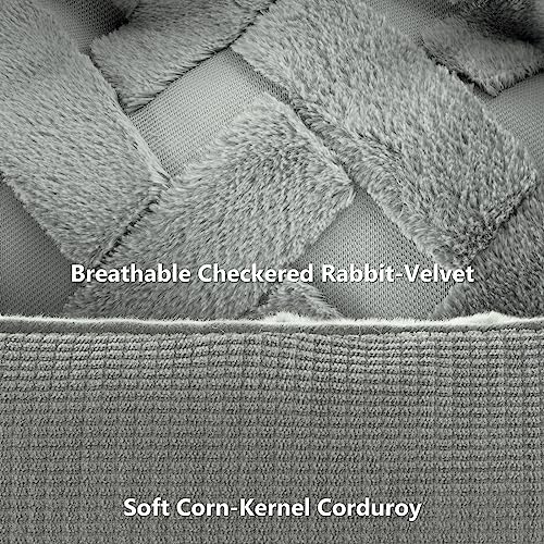 MIXJOY Dog Bed for Large, Medium, Small Dogs - Rectangle Washable Sleeping Puppy Sofa, Orthopedic Pet Bed, Soft Calming for Indoor Cats, Anti-Slip Bottom With Multiple Sizes (20'', Gray)