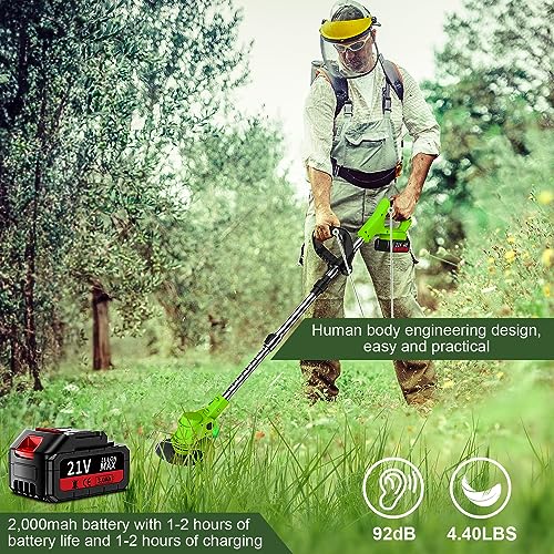 Cordless Weed Wacker,Battery Powered Weed Wacker 3 in 1 Rechargeable Weed Wacker Electric for Lawn Garden Yard, Includes 2 * 3.aH Batteries