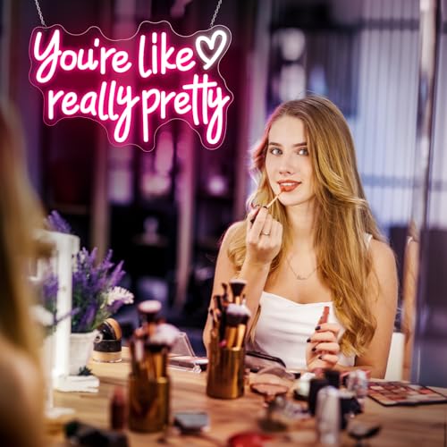 Brochao You're Like Really Pretty Neon Sign LED Neon Light for Wall White Neon Signs for Bachelorette Party Birthday Engagement Party Wedding Decoration with Switch (16" x 11")